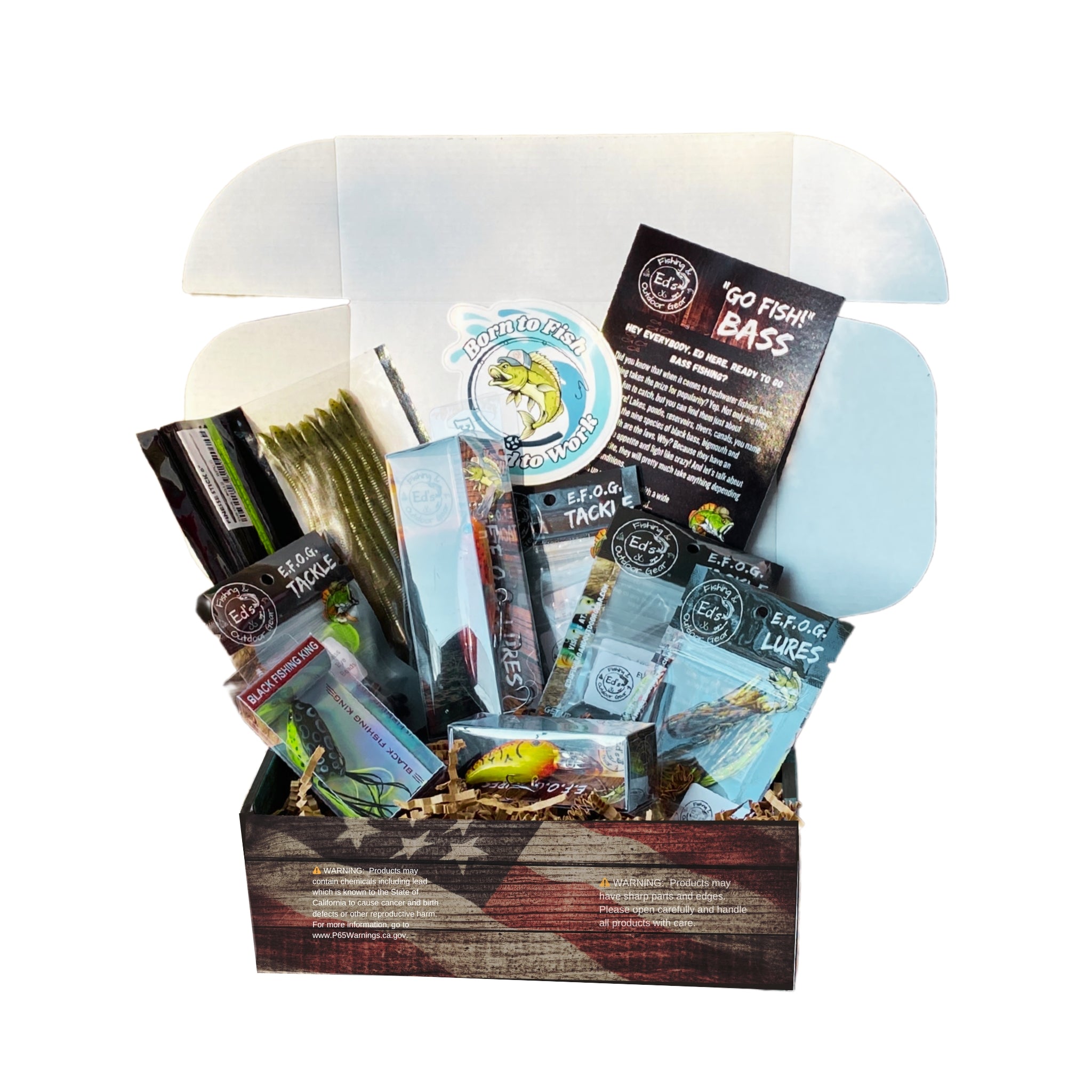 E.F.O.G.'s "Go Fish!" Bass Fishing Box - American Flag Edition